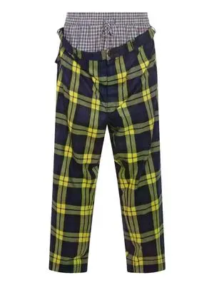 VIVIENNE WESTWOOD Check-pattern Layered Trousers - Blue