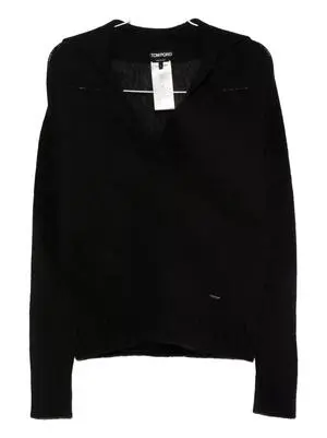 TOM FORD Cashmere-silk V-neck Sweatshirt - Black