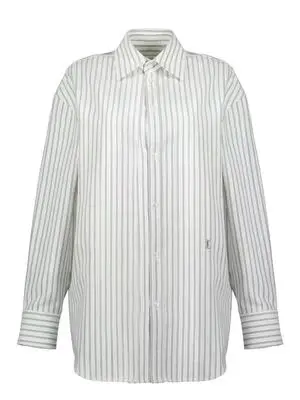 Saint Laurent Striped Cotton Shirt - Grey
