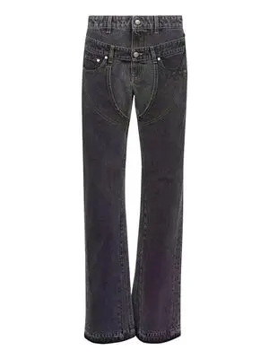 Stella McCartney Two-tone Jeans With Double Waistband - Grey