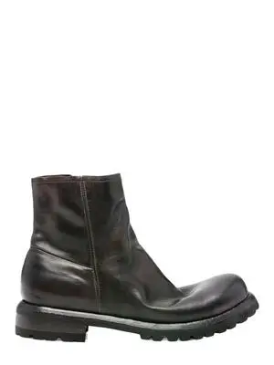 SHOTO Leather Zip Boots - Brown