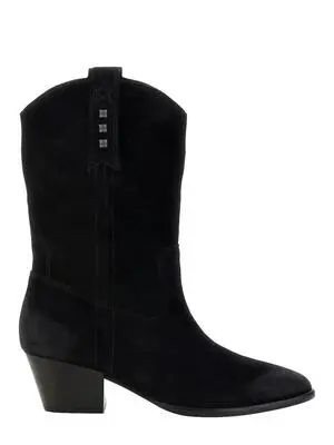 Ash Suede Studded Ankle Boots - Black