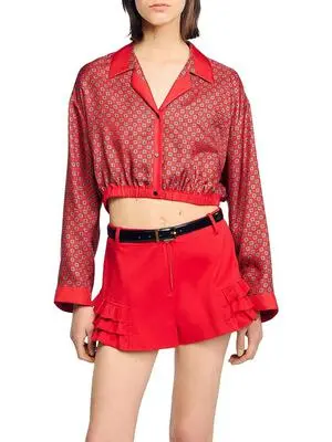 Sandro Scarf Print Shirt - Red / Pink