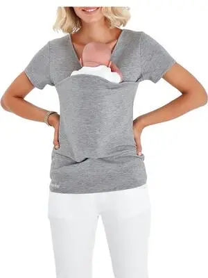 ACCOUCHEE Hands-free Maternity/nursing Top - Grey