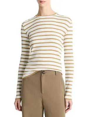 Vince Striped Tee - Sand Sage
