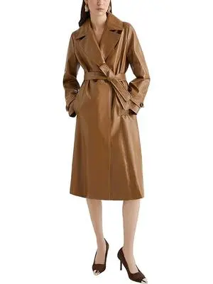 Marella Soledad Faux Leather Overcoat - Tobacco