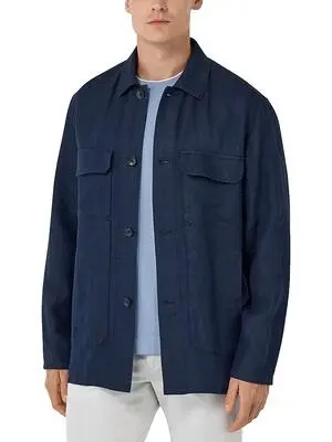 Boggi Milano Bond Linen Shirt Jacket Navy Blue