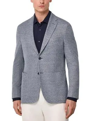 Boggi Milano Regular Fit Melange Blazer - Blue