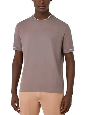 Boggi Milano Cotton Crepe Knit Tee Taupe