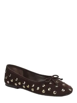 Sam Edelman Alie Stud Leather Ballet Flats Brown