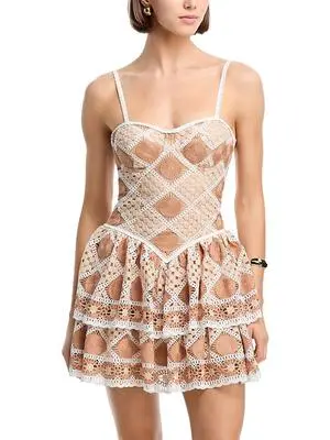 PatBO Bossa Crochet Mini Dress - Beige