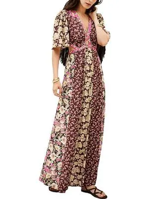Ba&sh Ilma Floral Print Dress Burgundy