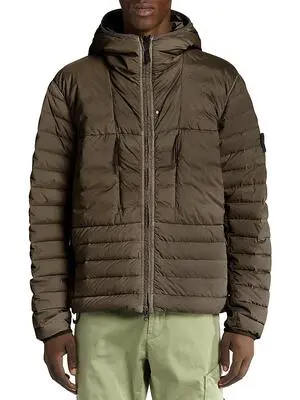 Stone Island Hooded Quilted Jacket - Green