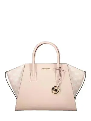 Michael Kors Leather Tote Bag With Logo Plaque - Pink