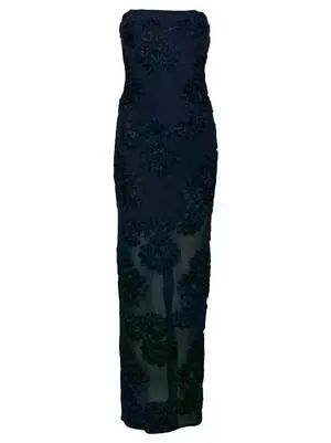 ROTATE BY BIRGER CHRISTENSEN Floral Mesh Maxi Dress - Blue