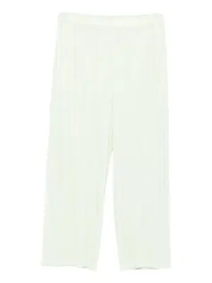 Issey Miyake Pleated Cropped Trousers - Green