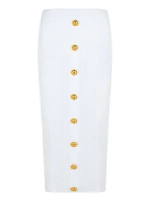 Balmain Long Skirt In Viscose Blend - White