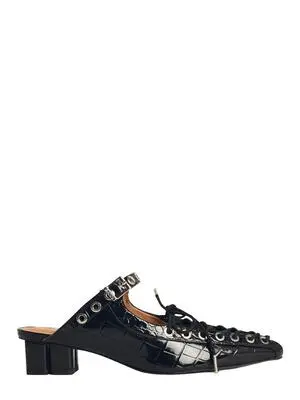 GANNI Lace-up Mules - Black