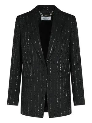 Philipp Plein Boyfriend-fit Wool Blend Blazer - Black