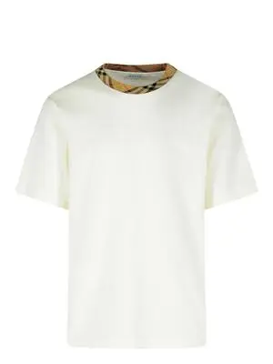 Burberry Cotton T-shirt With Check Trim - White