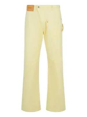 JW Anderson Workwear Cotton Pants With Twisted Leg - Yellow