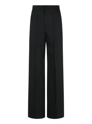Max Mara Virgin Wool Straight Leg Trousers - Black