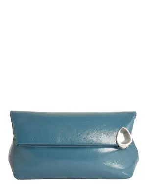 JIL SANDER Leather Jewel Clutch - Blue