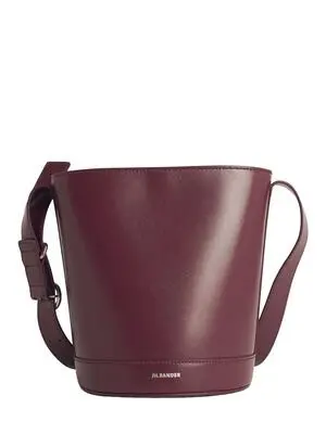 JIL SANDER Cannolo Leather Bucket Bag - Bordeaux