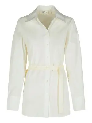 RÓHE Combined Silk Poplin Vest Shirt - White