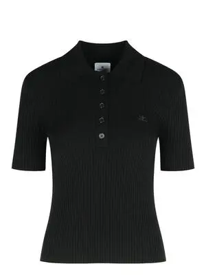 COURREGES Viscose Blend Polo Shirt - Black