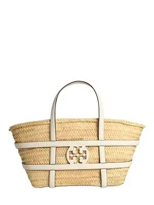 Tory Burch Ella Basket Straw Shopper - White