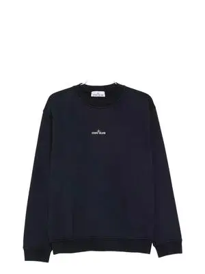 Stone Island Logo-embroidered Crew Neck Sweatshirt - Blue