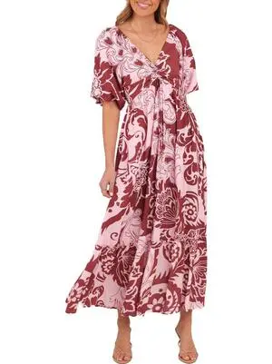 PETAL & PUP Printed Maxi Dress - Pink Brown Paisley