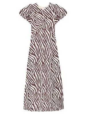 RO&ZO Zebra-print Woven Midi Dress - Brown