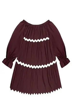 RO&ZO Scalloped-trim Off-shoulder Mini Dress - Brown