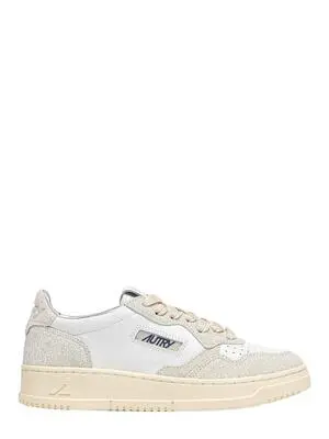 AUTRY Medalist Mixed Leather Low-Top Sneakers Whtwht