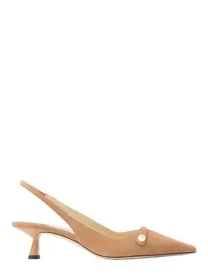 JIMMY CHOO Amita 45 Suede Slingbacks - Toffee