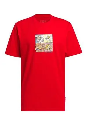 Adidas Lil Stripe Comic Graphic Tee Shirt - Better Scarelet Red