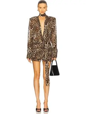AWAVE STUDIO Mini Dress With Shawl - Leopard