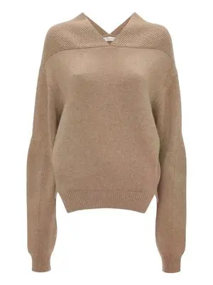Victoria Beckham V-neck Yoke Detail Sweater - Neutrals