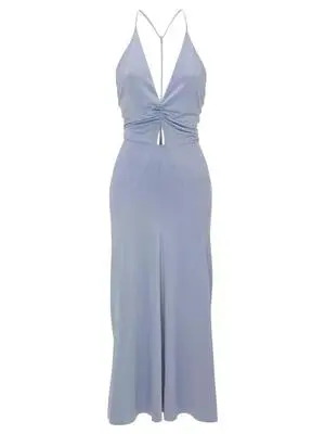 Victoria Beckham V-neck Ruched Midi Dress - Blue