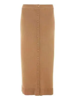 Victoria Beckham Button Detail Midi Skirt - Brown