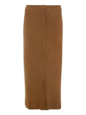 Victoria Beckham Button Detail Midi Skirt - Brown