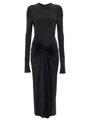 Victoria Beckham Gathered Long-sleeve Midi Dress - Black