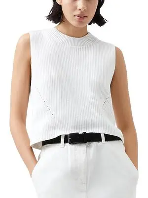 French Connection Mozart Crewneck Vest Winter White