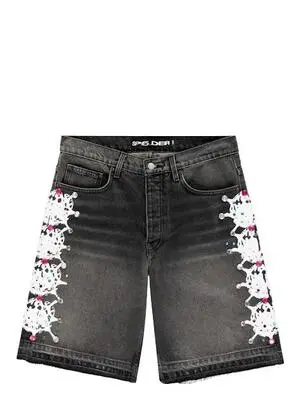 SP5DER Web Stone Denim Shorts - Black Wash