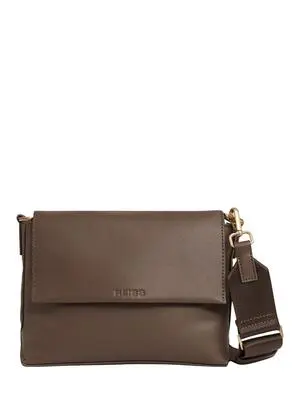 REISS Leather Crossbody Bag - Taupe