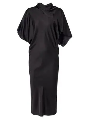Rick Owens Seb Draped Charmeuse Midi Dress - Black