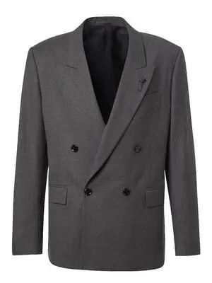 LARDINI Double-breasted Wool Blazer - Grey