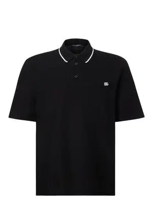 Dolce & Gabbana Dolce&Gabbana DG Embroidered Cotton Polo Shirt Black